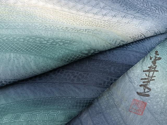 平和屋着物＃道行コート　ロング丈　作家物　流線文　暈し染め　正絹　逸品　BAAT9270gt