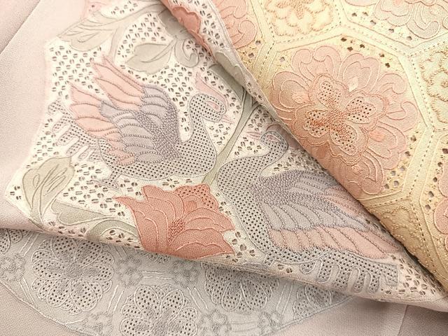 平和屋着物＃道行コート　ロング丈　総刺繍　中国三大刺繍　スワトウ刺繍　花鳥文　暈し染め　正絹　逸品　BAAU0006gt