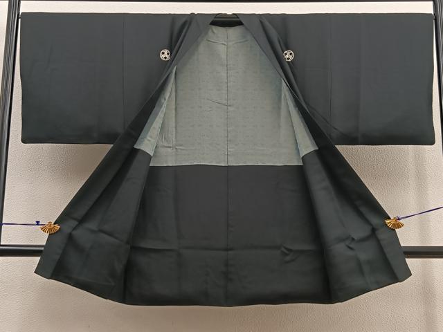 平和屋着物＃男性 長羽織 黒紋付き 正絹 逸品 CAAT5848id 平和屋着物