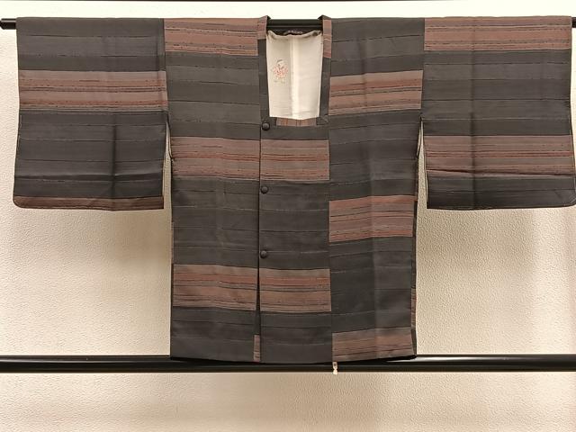 平和屋着物＃道行コート　横段文　正絹　逸品　BAAU0023gt