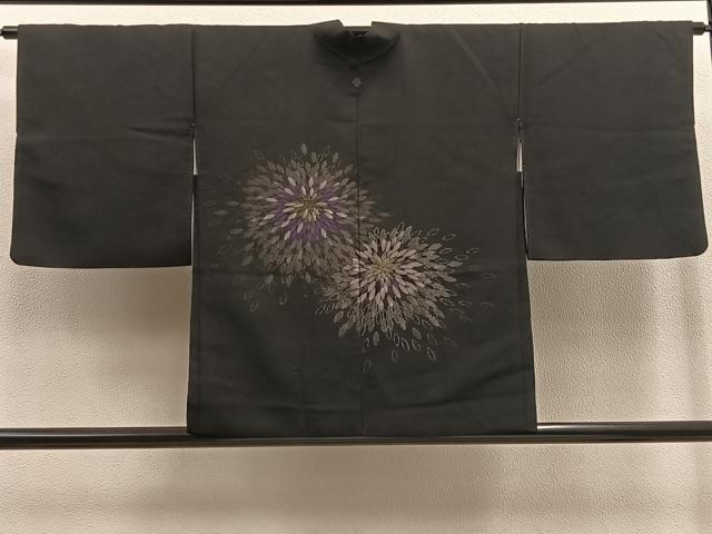 平和屋着物＃羽織　お召地　寿光織　万寿菊　金糸　正絹　逸品　BAAU0029gt