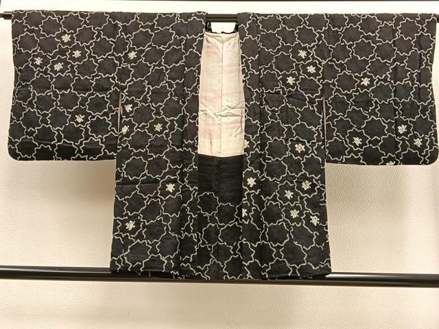 平和屋着物＃羽織　絞り　花尽くし　黒地　正絹　逸品　BAAU0045gt