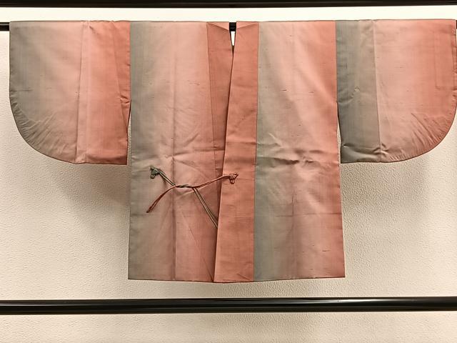 平和屋着物＃道中着　紬地　間道　正絹　逸品　BAAU0061gt