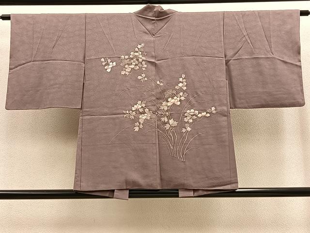 平和屋着物＃羽織　総刺繍　草花文　金糸　正絹　逸品　BAAU0071gt