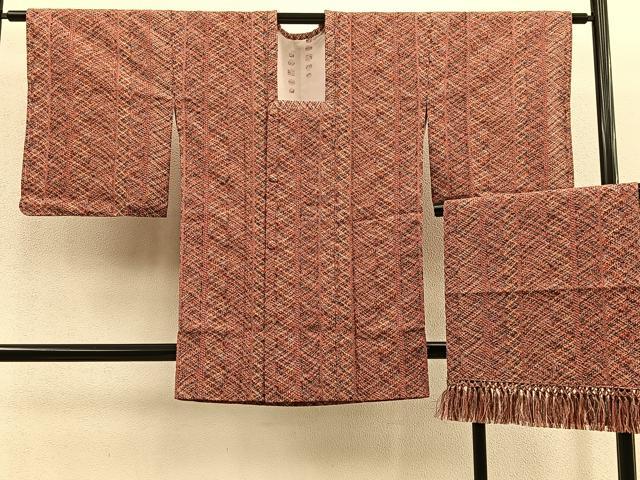 平和屋着物＃道行コート　スリーシーズン　春夏秋　塵除け　ショール付き　組織り　正絹　逸品　BAAU0091gt