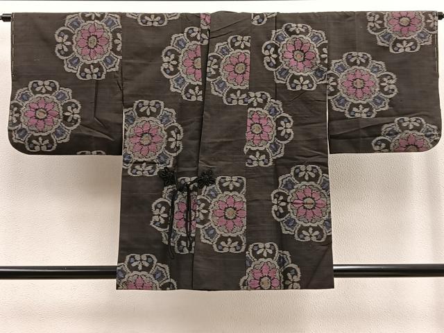 平和屋着物＃道中着　本場大島紬　アンティーク大島　花　逸品　未使用　BAAU0105gt