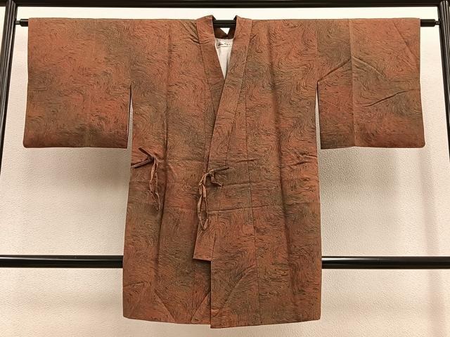 平和屋着物＃道中着 ロング丈 墨流し文様 やまと誂製 正絹 逸品 BAAU0121gt