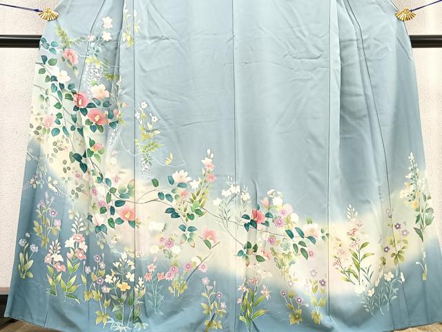 平和屋着物○訪問着 友禅 四季花文 暈し染め 正絹 逸品 BAAU0192gt