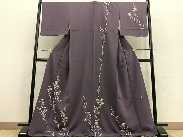 平和屋着物●訪問着　ロング丈　友禅　作家物　花　正絹　逸品　BAAU0199gt