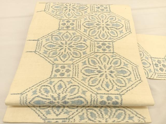 平和屋着物●九寸名古屋帯　紬地　蜀江花文　正絹　逸品　BAAU1851hv