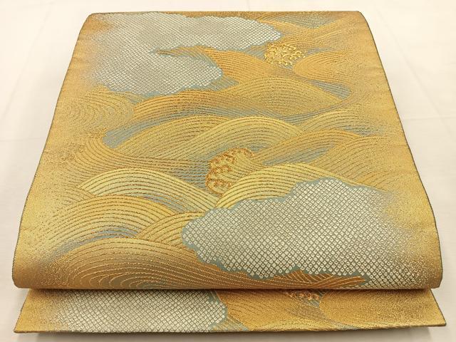 平和屋着物●西陣の名門　加納幸謹製　六通柄袋帯　箔霜華　金糸　正絹　逸品　BAAU3097hj