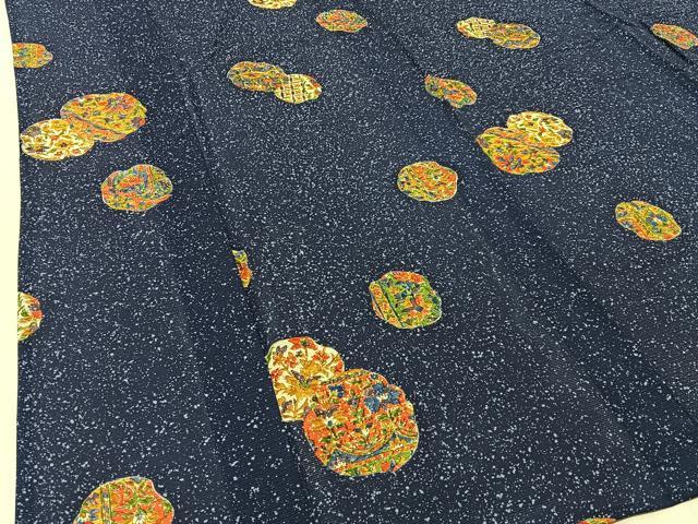 平和屋着物＊夏物 小紋 絽 更紗草花文 たたき染め 三越扱い 正絹 逸品