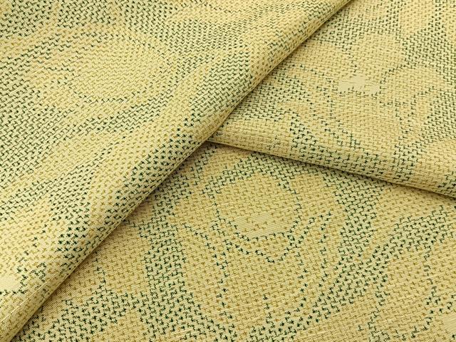 平和屋着物▽上質な紬　単衣　草花文　正絹　逸品　BAAU3492hj