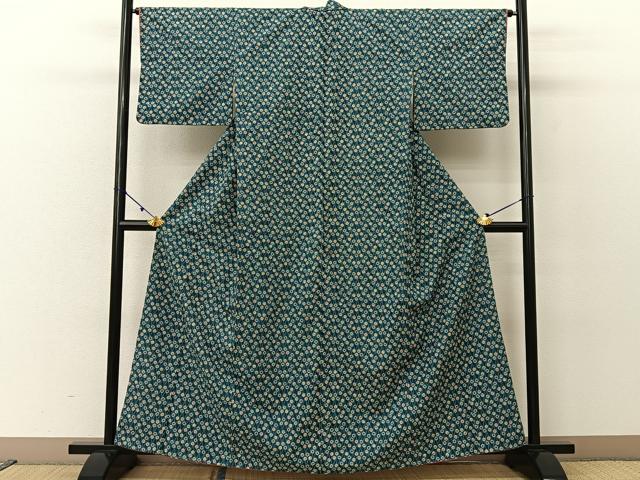 平和屋着物▽上質な小紋　単衣　たたき染め　裏菊　正絹　逸品　DAAT9919az 平和屋着物▽上質な小紋 単衣 たたき染め 裏菊 正絹 逸品 DAAT9919az