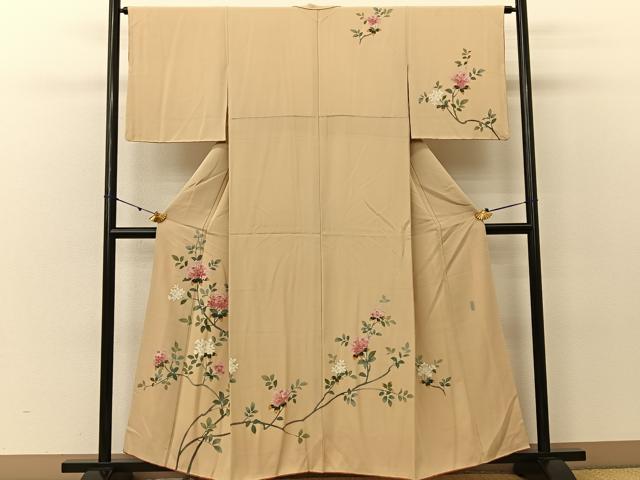 平和屋着物●訪問着　友禅　作家物　枝花文　正絹　逸品　BAAU3698hj