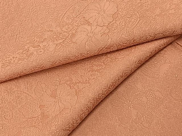 平和屋着物●上質な色無地　辻が花地紋　珊瑚色　正絹　逸品　BAAU3837hj