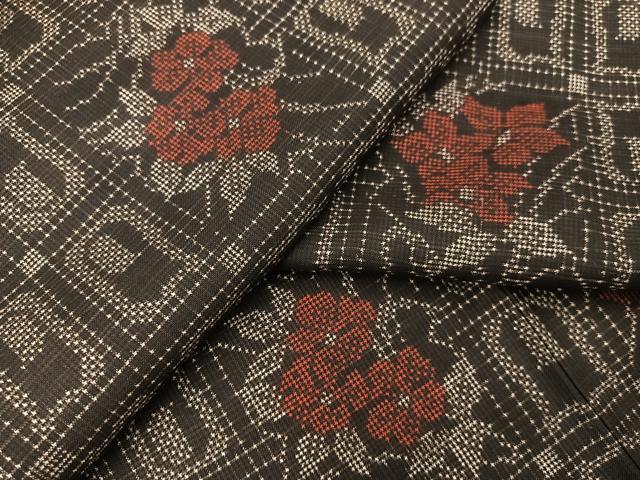 平和屋着物●本場大島紬　草花文　正絹　逸品　未使用　BAAU4305mz