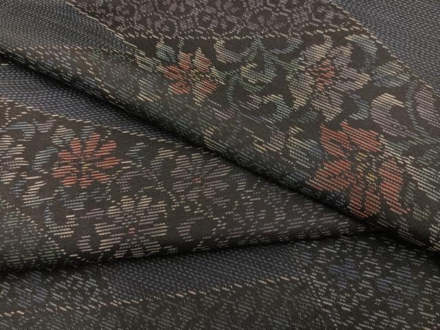 平和屋着物●本場大島紬　切嵌花唐草文　正絹　逸品　BAAU4621gt