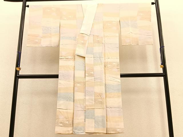 平和屋着物●長襦袢　無双仕立て　跳ね兎　市松　反端付き　正絹　逸品　未使用　BAAU4626gt