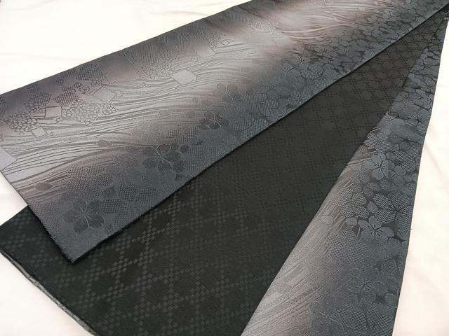 平和屋着物●H・L（アッシュエル）　HENRI-LUC CHAPUIS　両面　全通柄袋帯　破れ色紙花文　BAAU5323hv