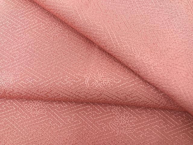 平和屋着物●上質な色無地　紗綾形花地紋　薄紅色　正絹　逸品　BAAU7034gt