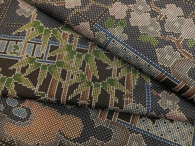 平和屋着物●本場大島紬　7マルキ　笹竹花文　正絹　逸品　未使用　BAAU7082gt