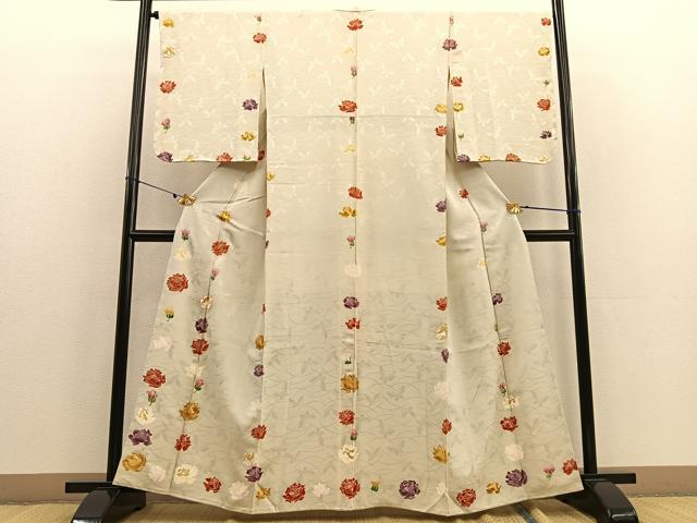 平和屋着物●訪問着　駒刺繍　薔薇　金彩　正絹　逸品　未使用　BAAU7117gt