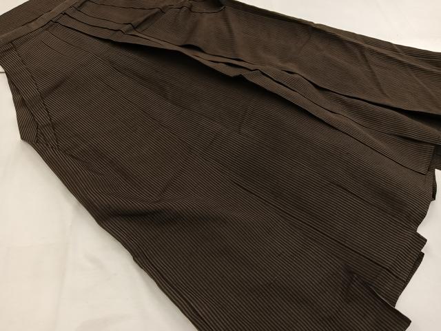 平和屋着物●男性　馬乗り袴　刺繍　縞　正絹　逸品　BAAV0436mz