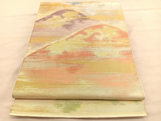 平和屋着物●西陣　川島織物謹製　六通柄　本袋帯　遠山文　金銀糸　正絹　逸品　BAAV1557hv