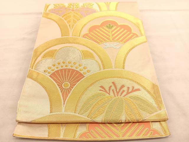 平和屋着物●西陣の名門　本家加納　六通柄袋帯　唐織　高砂　松竹梅青海波　金銀糸　正絹　逸品　BAAV1578hv