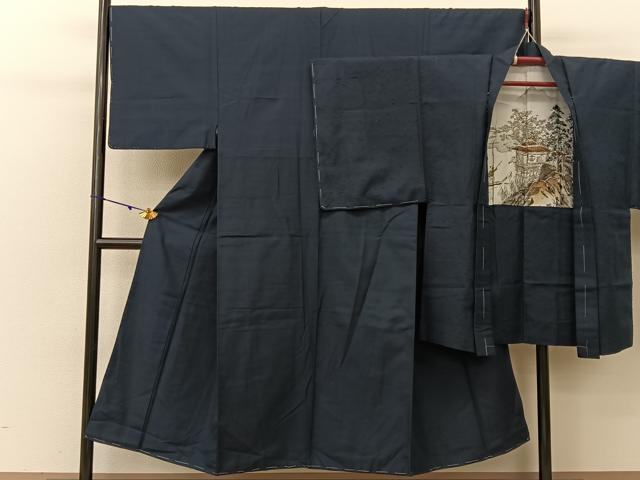 平和屋着物●男性　紬　髭紬羽織セット　色無地　褐返色　正絹　逸品　未使用　BAAV2095hj