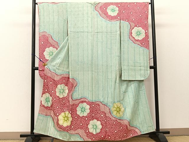 平和屋着物●豪華振袖　総絞り　舞花文　正絹　逸品　BAAV2653hj