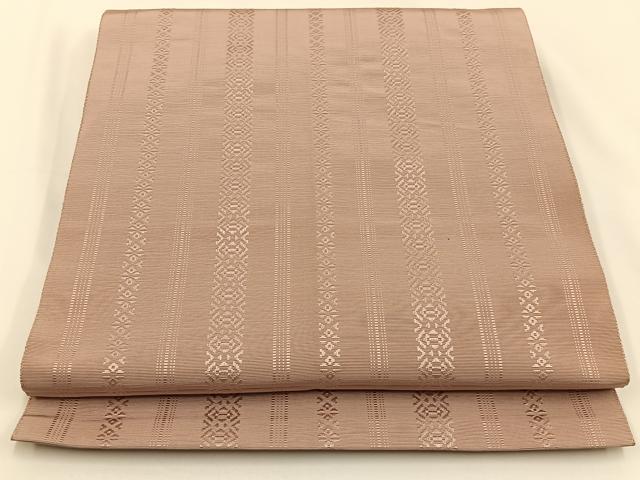 平和屋着物●本場筑前博多織　八寸名古屋帯　献上　灰桜色　三越扱い　正絹　逸品　BAAV2768hj