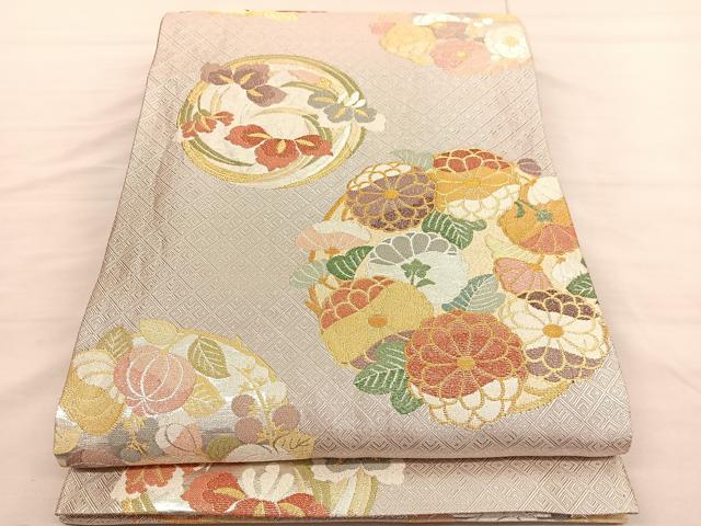 平和屋着物●佐賀錦　唐織・西陣の老舗・名門・藤原織物　六通柄袋帯　花丸文　金銀糸　証紙付き　正絹　逸品　BAAV3193hv
