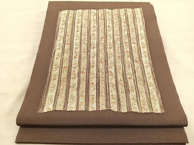 平和屋着物●銀座きしや　九寸開き名古屋帯　花間道　金彩　鬼しぼ縮緬　正絹　逸品　BAAV5427hv