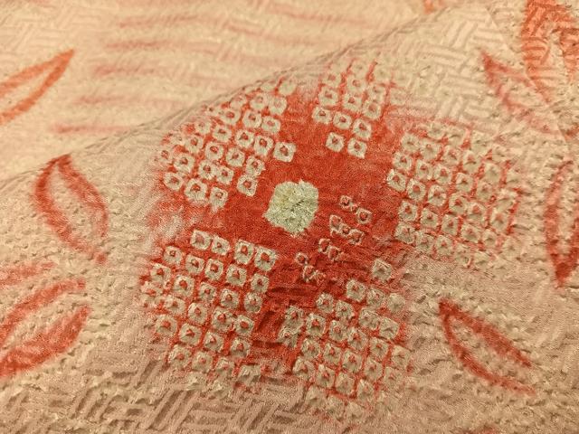 平和屋着物●上質な小紋　総絞り　草花文　正絹　逸品　BAAV6261mz