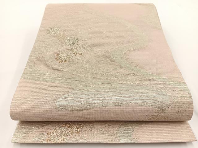 平和屋着物＊夏物　六通柄袋帯　草花文　金銀糸　正絹　逸品　BAAV7133yc