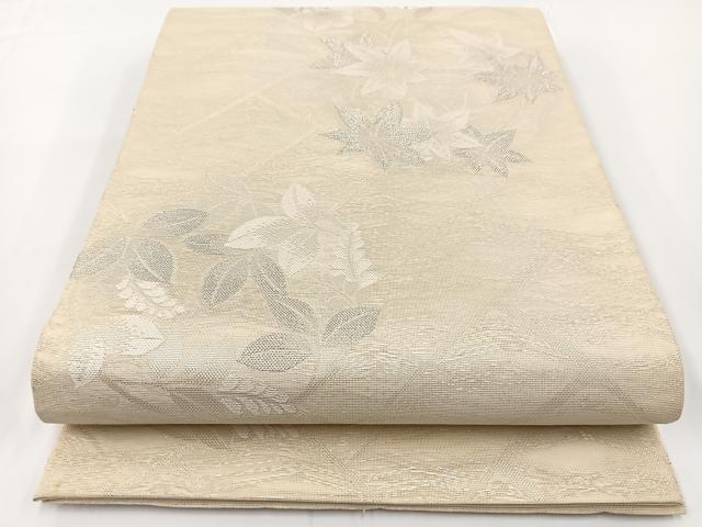 平和屋着物＊夏物　六通柄　本袋帯　草花丸文　銀糸　正絹　逸品　BAAV7139yc