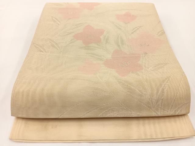 平和屋着物＊夏物　西陣　六通柄袋帯　桔梗　銀糸　証紙付き　正絹　逸品　BAAV7142yc