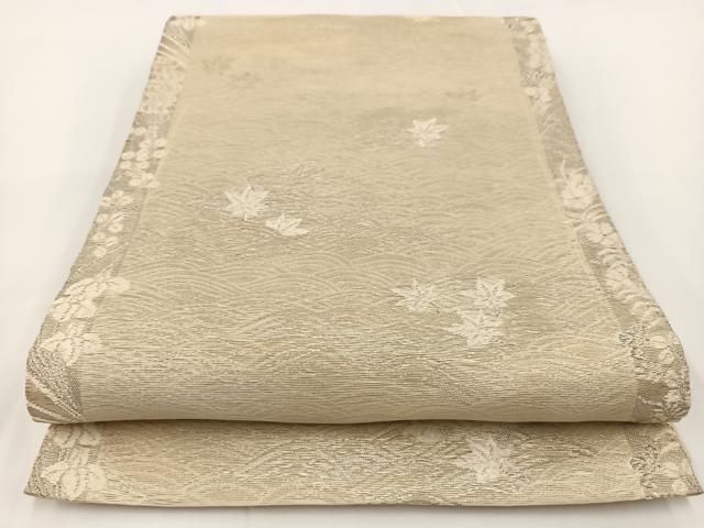 平和屋着物＊夏物　六通柄袋帯　立波秋草文　銀糸　正絹　逸品　BAAV7145yc