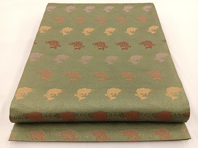 平和屋着物●六通柄袋帯　唐織　荒磯文　金糸　三越扱い　正絹　逸品　BAAV7169yc