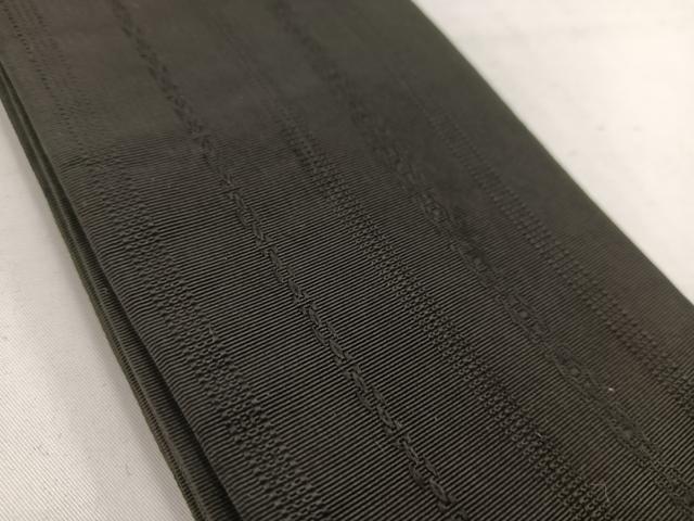 平和屋着物●男性　本場筑前博多織　角帯　献上　黒地　正絹　逸品　BAAV7519yc