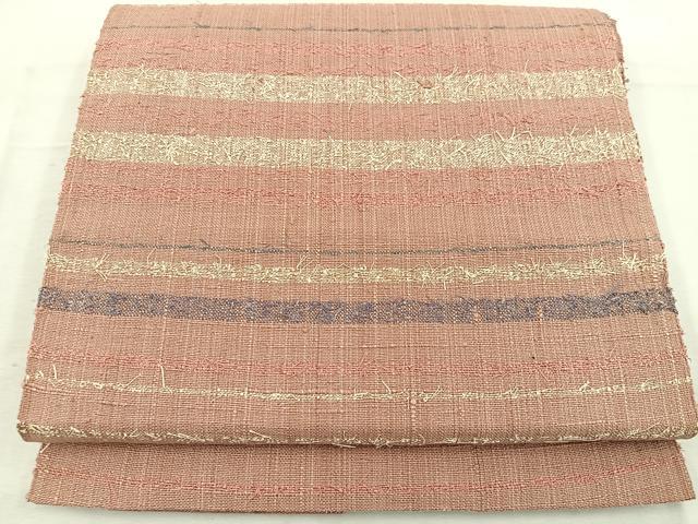 平和屋着物●八寸名古屋帯　紬地　横段文　正絹　逸品　BAAV9120mz