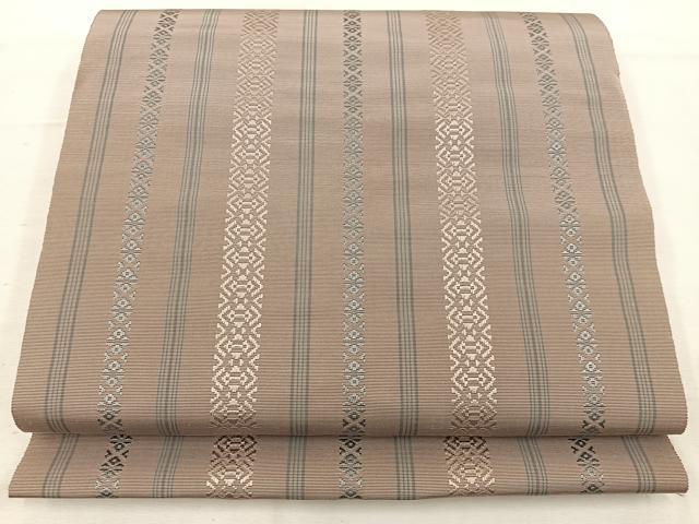 平和屋着物●本場筑前博多織　八寸名古屋帯　献上　丁子茶色　三越扱い　正絹　逸品　BAAV9205mz