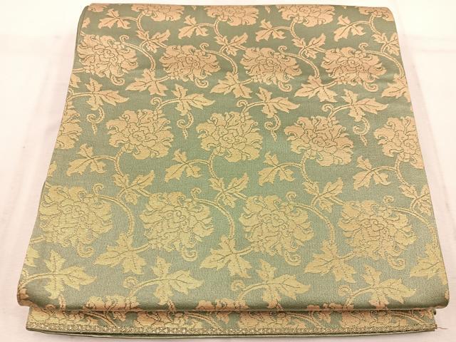 平和屋着物●六通柄　京袋帯　花唐草文　かつら錦　金糸　正絹　逸品　BAAW1310mz