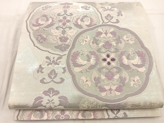 平和屋着物●銀座きしや　六通柄袋帯　唐織　雪輪花鳥文　正絹　逸品　BAAW1389mz
