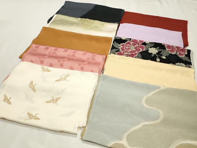 平和屋着物★和装小物　上質な帯揚げ10枚　飛鶴　花文　色無地　縮緬　金彩　銀彩　逸品　CAAI9923qe