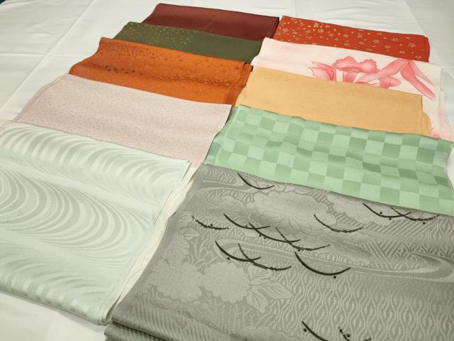 平和屋着物★和装小物　上質な帯揚げ10枚　金銀彩　露芝花文　市松　カトレア　逸品　CAAI9929qe