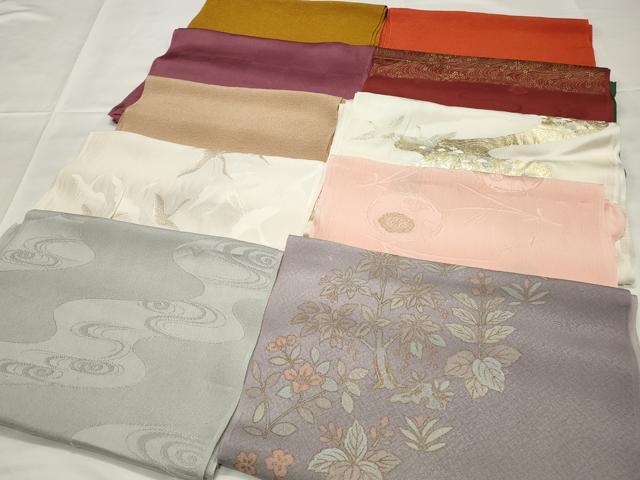 平和屋着物★和装小物　上質な帯揚げ10枚　礼装用　枝花文　流水　色無地　金彩　未使用あり　逸品　CAAI9934qe