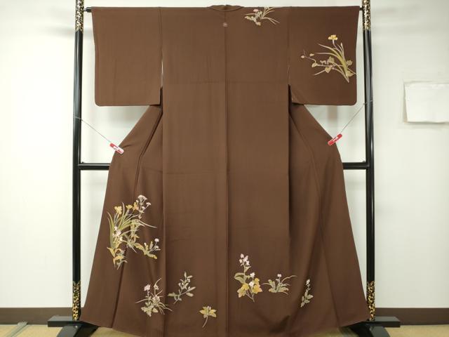 平和屋着物■訪問着　刺繍　草花文　金彩　正絹　逸品　CAAK8365ev